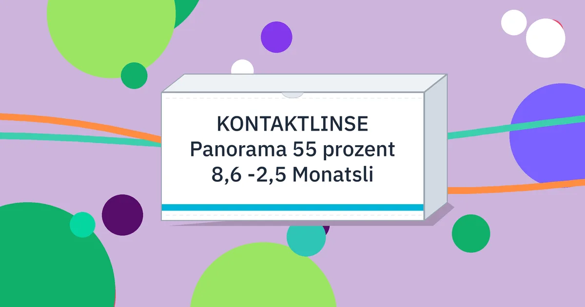 Symbolbild: Packung mit der Aufschrift KONTAKTLINSE Panorama 55 prozent 8,6 -2,5 Monatsli (PZN 00817698) – Verfügbarkeit und Bezug in Apotheken in Frankfurt am Main