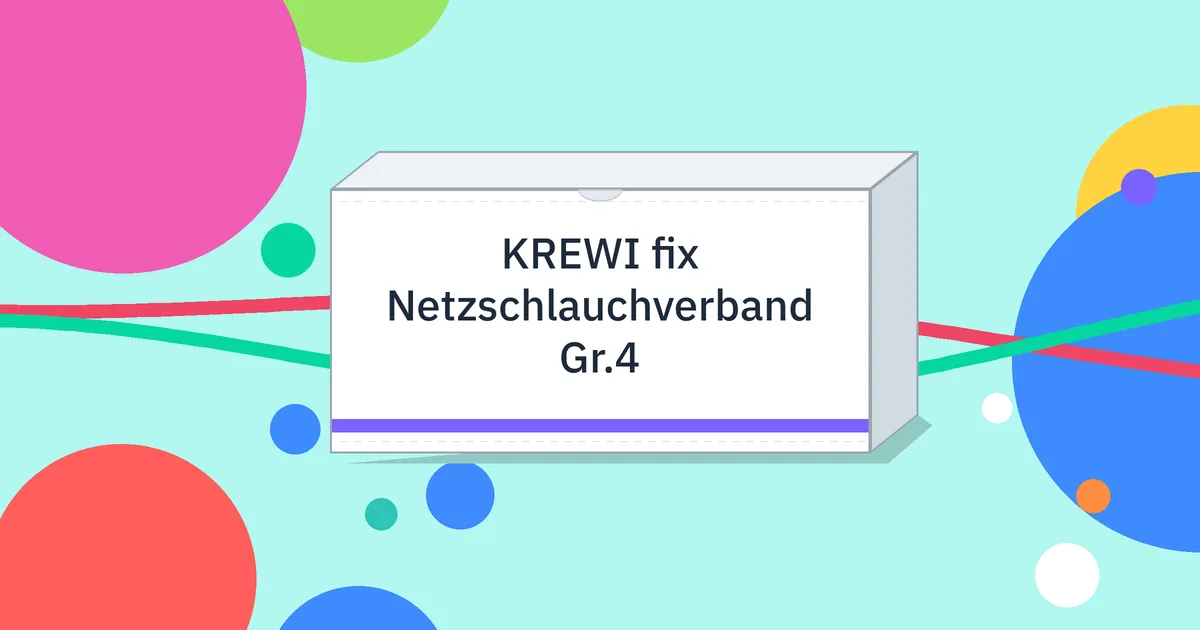 Symbolbild: Packung mit der Aufschrift KREWI fix Netzschlauchverband Gr.4 (PZN 03761550) – Verfügbarkeit und Bezug in Apotheken in Frankfurt am Main