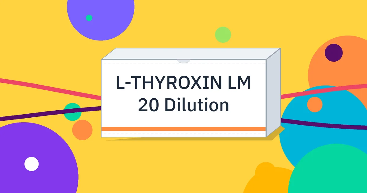 Symbolbild: Packung mit der Aufschrift L-THYROXIN LM 20 Dilution (PZN 12928598) – Verfügbarkeit und Bezug in Apotheken in Frankfurt am Main