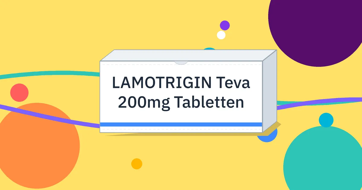 Symbolbild: Packung mit der Aufschrift LAMOTRIGIN Teva 200mg Tabletten (PZN 00083799) – Verfügbarkeit und Bezug in Apotheken in Frankfurt am Main