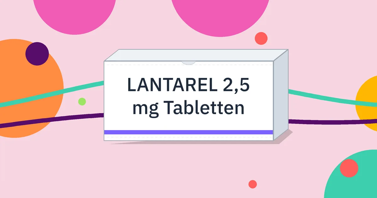 Symbolbild: Packung mit der Aufschrift LANTAREL 2,5 mg Tabletten (PZN 04781750) – Verfügbarkeit und Bezug in Apotheken in Frankfurt am Main
