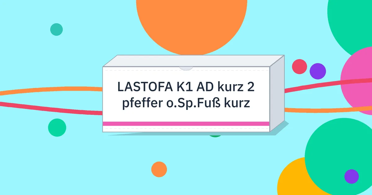 Symbolbild: Packung mit der Aufschrift LASTOFA K1 AD kurz 2 pfeffer o.Sp.Fuß kurz (PZN 13786870) – Verfügbarkeit und Bezug in Apotheken in Frankfurt am Main