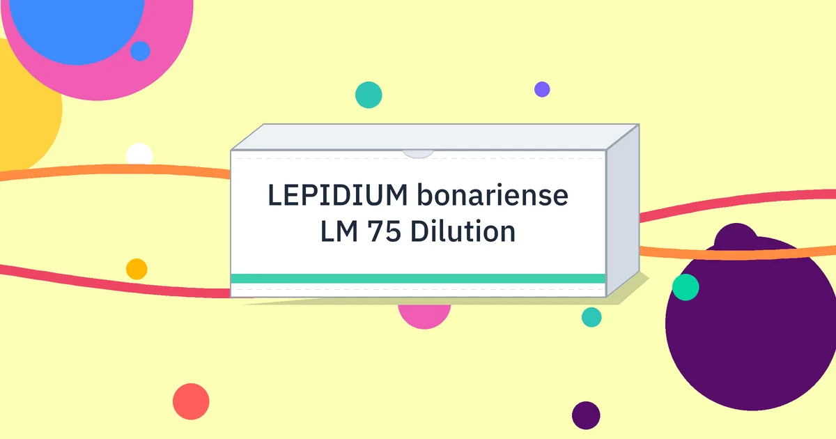 Symbolbild: Packung mit der Aufschrift LEPIDIUM bonariense LM 75 Dilution (PZN 13526614) – Verfügbarkeit und Bezug in Apotheken in Frankfurt am Main