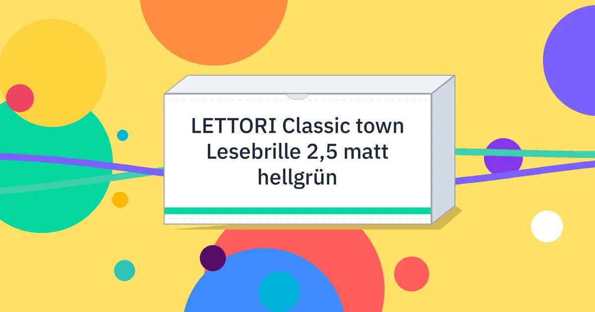 Symbolbild: Packung mit der Aufschrift LETTORI Classic town Lesebrille 2,5 matt hellgrün (PZN 11057575) – Verfügbarkeit und Bezug in Apotheken in Frankfurt am Main