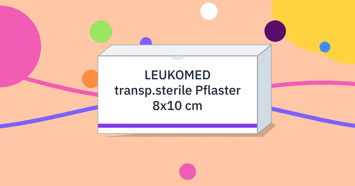 Symbolbild: Packung mit der Aufschrift LEUKOMED transp.sterile Pflaster 8x10 cm (PZN 15316275) – Verfügbarkeit und Bezug in Apotheken in Frankfurt am Main