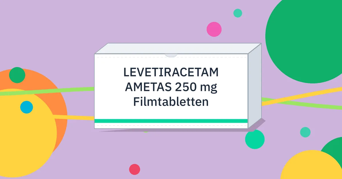 Symbolbild: Packung mit der Aufschrift LEVETIRACETAM AMETAS 250 mg Filmtabletten (PZN 18090506) – Verfügbarkeit und Bezug in Apotheken in Frankfurt am Main