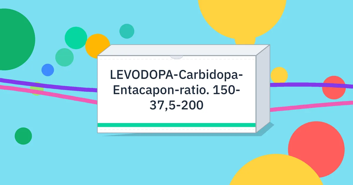 Symbolbild: Packung mit der Aufschrift LEVODOPA-Carbidopa-Entacapon-ratio. 150-37,5-200 (PZN 10221802) – Verfügbarkeit und Bezug in Apotheken in Frankfurt am Main
