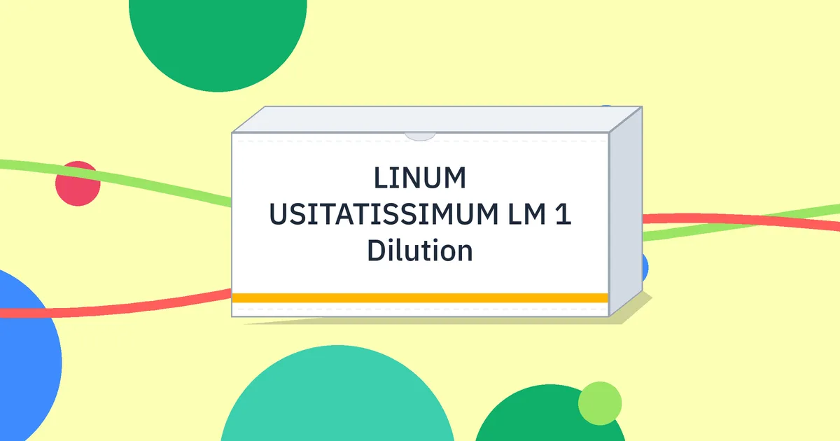 Symbolbild: Packung mit der Aufschrift LINUM USITATISSIMUM LM 1 Dilution (PZN 13530455) – Verfügbarkeit und Bezug in Apotheken in Frankfurt am Main