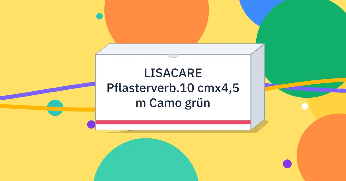 Symbolbild: Packung mit der Aufschrift LISACARE Pflasterverb.10 cmx4,5 m Camo grün (PZN 17893261) – Verfügbarkeit und Bezug in Apotheken in Frankfurt am Main