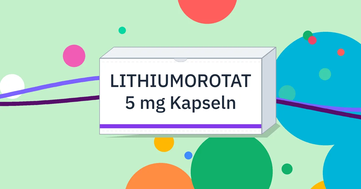 Symbolbild: Packung mit der Aufschrift LITHIUMOROTAT 5 mg Kapseln (PZN 20349555) – Verfügbarkeit und Bezug in Apotheken in Frankfurt am Main