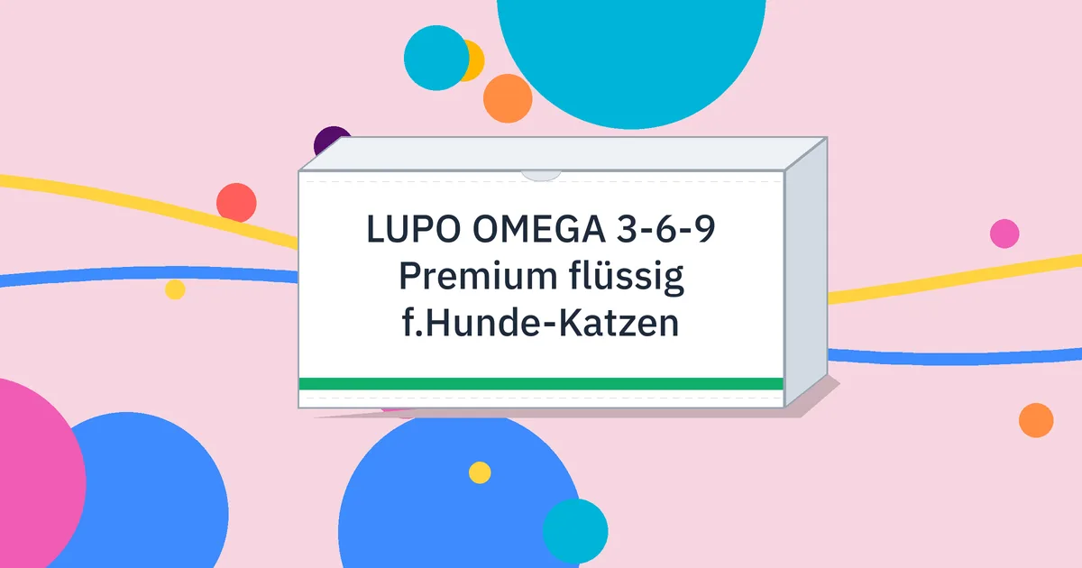 Symbolbild: Packung mit der Aufschrift LUPO OMEGA 3-6-9 Premium flüssig f.Hunde-Katzen (PZN 19253620) – Verfügbarkeit und Bezug in Apotheken in Frankfurt am Main