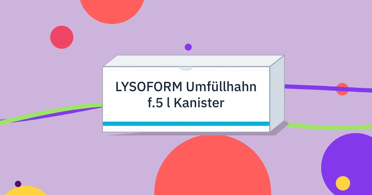 Symbolbild: Packung mit der Aufschrift LYSOFORM Umfüllhahn f.5 l Kanister (PZN 02474765) – Verfügbarkeit und Bezug in Apotheken in Frankfurt am Main