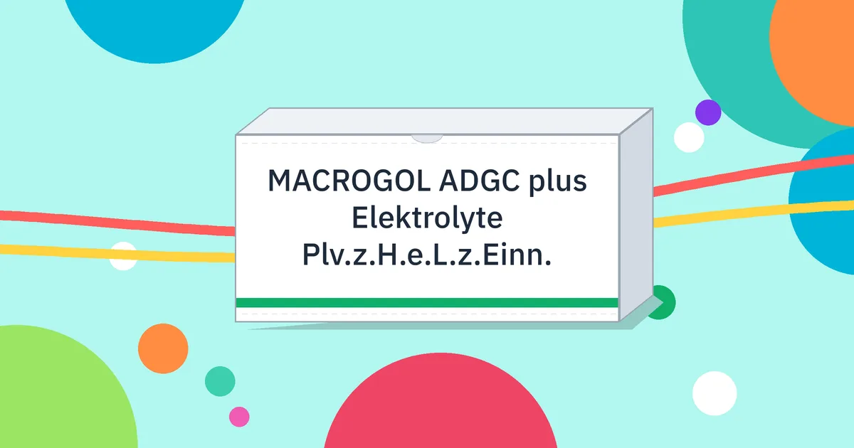 Symbolbild: Packung mit der Aufschrift MACROGOL ADGC plus Elektrolyte Plv.z.H.e.L.z.Einn. (PZN 18084434) – Verfügbarkeit und Bezug in Apotheken in Frankfurt am Main