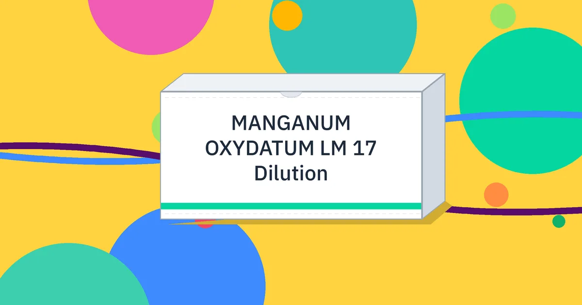 Symbolbild: Packung mit der Aufschrift MANGANUM OXYDATUM LM 17 Dilution (PZN 12944686) – Verfügbarkeit und Bezug in Apotheken in Frankfurt am Main