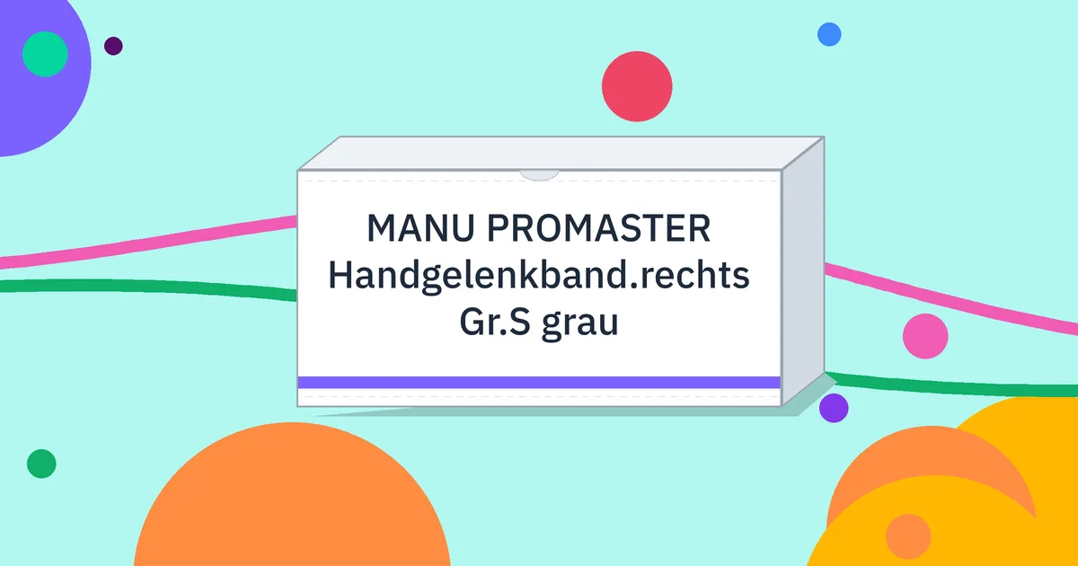 Symbolbild: Packung mit der Aufschrift MANU PROMASTER Handgelenkband.rechts Gr.S grau (PZN 10927525) – Verfügbarkeit und Bezug in Apotheken in Frankfurt am Main
