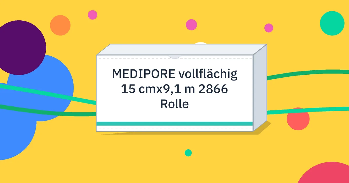 Symbolbild: Packung mit der Aufschrift MEDIPORE vollflächig 15 cmx9,1 m 2866 Rolle (PZN 16238672) – Verfügbarkeit und Bezug in Apotheken in Frankfurt am Main