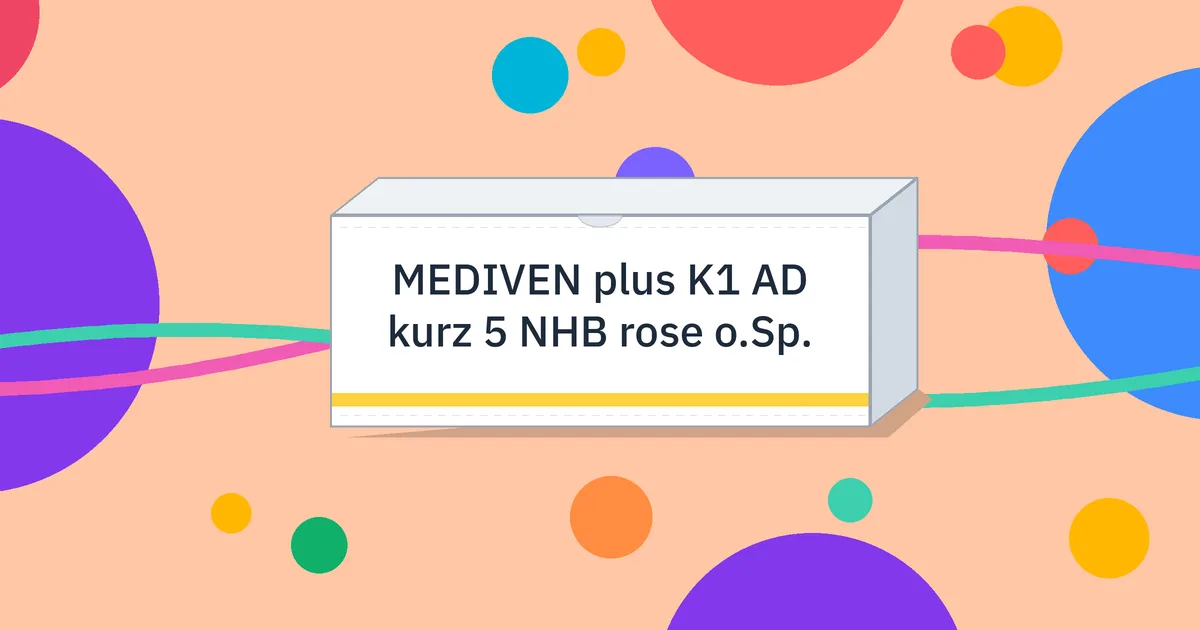 Symbolbild: Packung mit der Aufschrift MEDIVEN plus K1 AD kurz 5 NHB rose o.Sp. (PZN 15897875) – Verfügbarkeit und Bezug in Apotheken in Frankfurt am Main