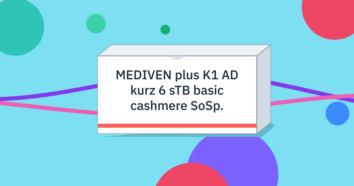 Symbolbild: Packung mit der Aufschrift MEDIVEN plus K1 AD kurz 6 sTB basic cashmere SoSp. (PZN 15046775) – Verfügbarkeit und Bezug in Apotheken in Frankfurt am Main