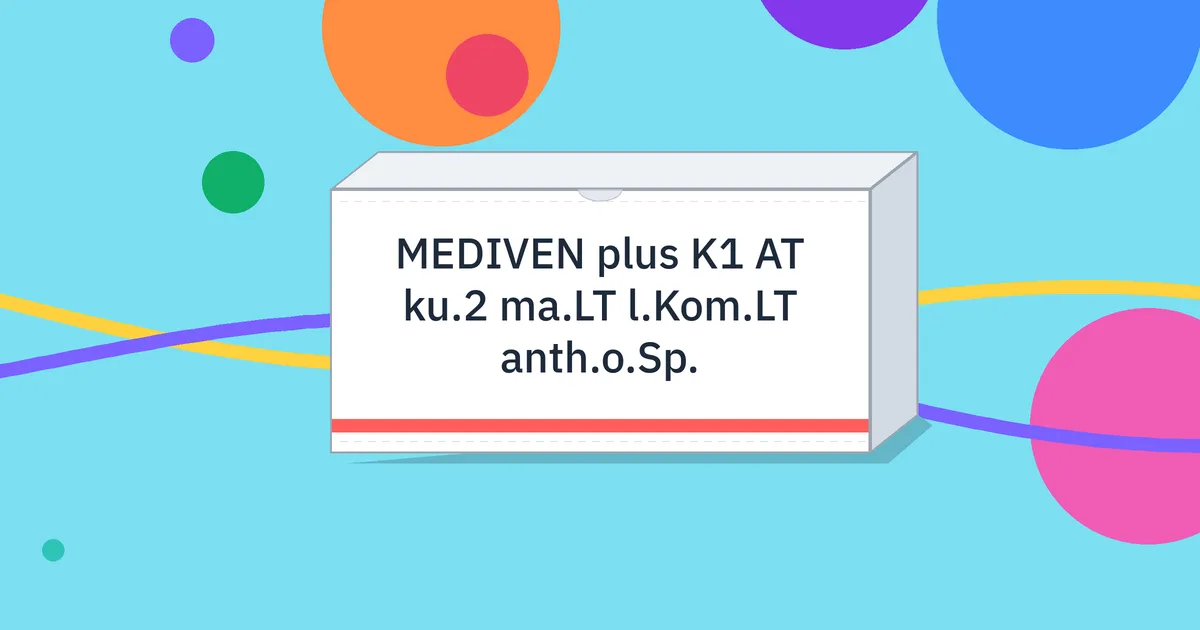 Symbolbild: Packung mit der Aufschrift MEDIVEN plus K1 AT ku.2 ma.LT l.Kom.LT anth.o.Sp. (PZN 15071419) – Verfügbarkeit und Bezug in Apotheken in Frankfurt am Main