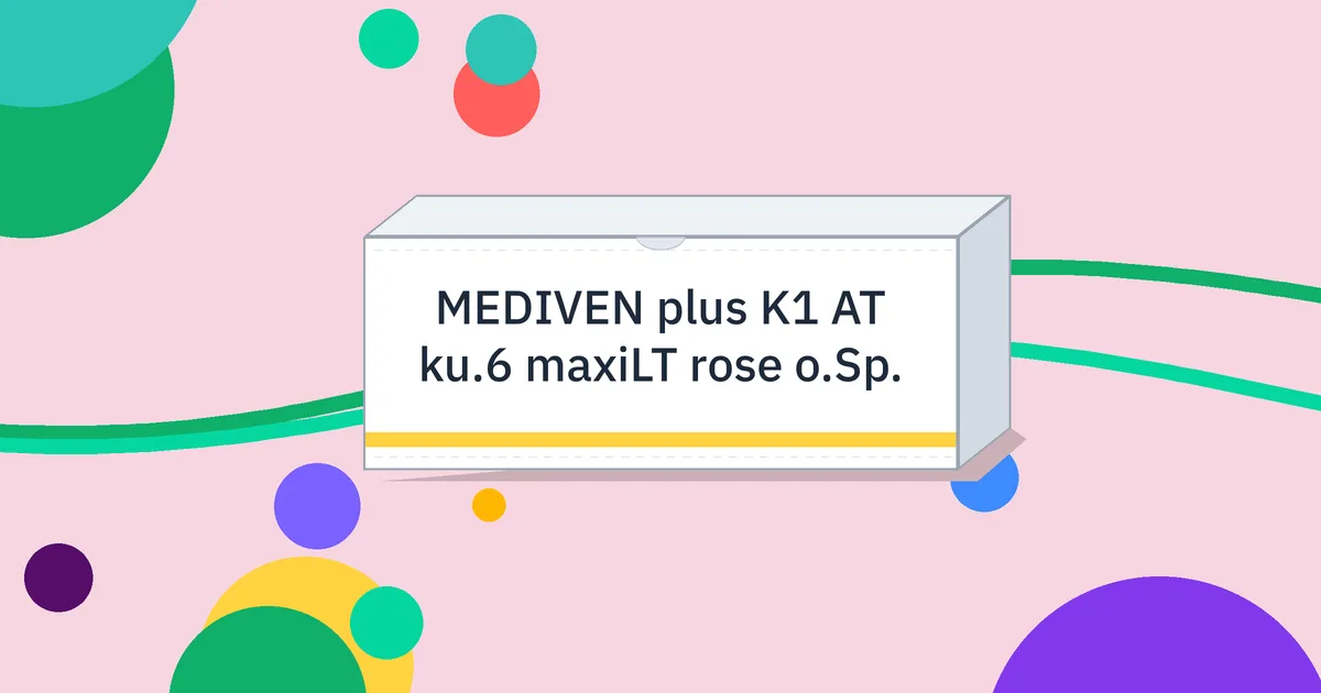 Symbolbild: Packung mit der Aufschrift MEDIVEN plus K1 AT ku.6 maxiLT rose o.Sp. (PZN 15069279) – Verfügbarkeit und Bezug in Apotheken in Frankfurt am Main
