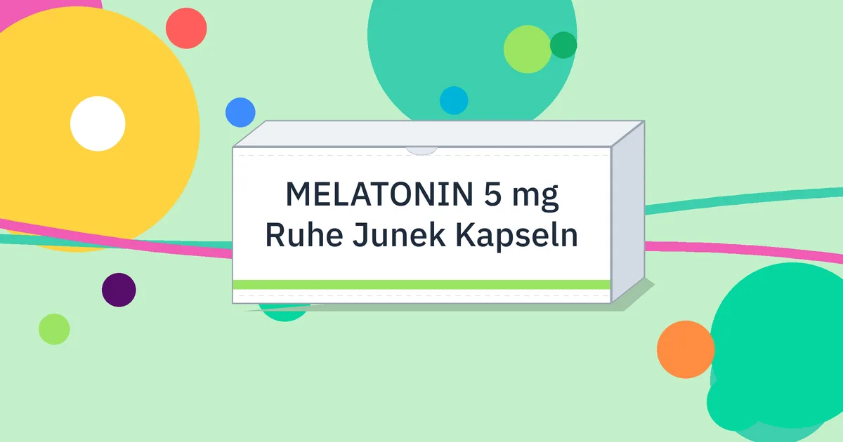 Symbolbild: Packung mit der Aufschrift MELATONIN 5 mg Ruhe Junek Kapseln (PZN 17900570) – Verfügbarkeit und Bezug in Apotheken in Frankfurt am Main