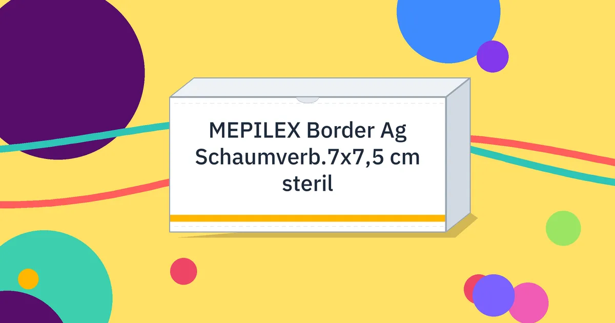 Symbolbild: Packung mit der Aufschrift MEPILEX Border Ag Schaumverb.7x7,5 cm steril (PZN 08811956) – Verfügbarkeit und Bezug in Apotheken in Frankfurt am Main
