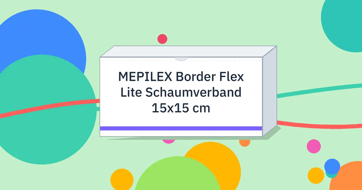 Symbolbild: Packung mit der Aufschrift MEPILEX Border Flex Lite Schaumverband 15x15 cm (PZN 17618425) – Verfügbarkeit und Bezug in Apotheken in Frankfurt am Main
