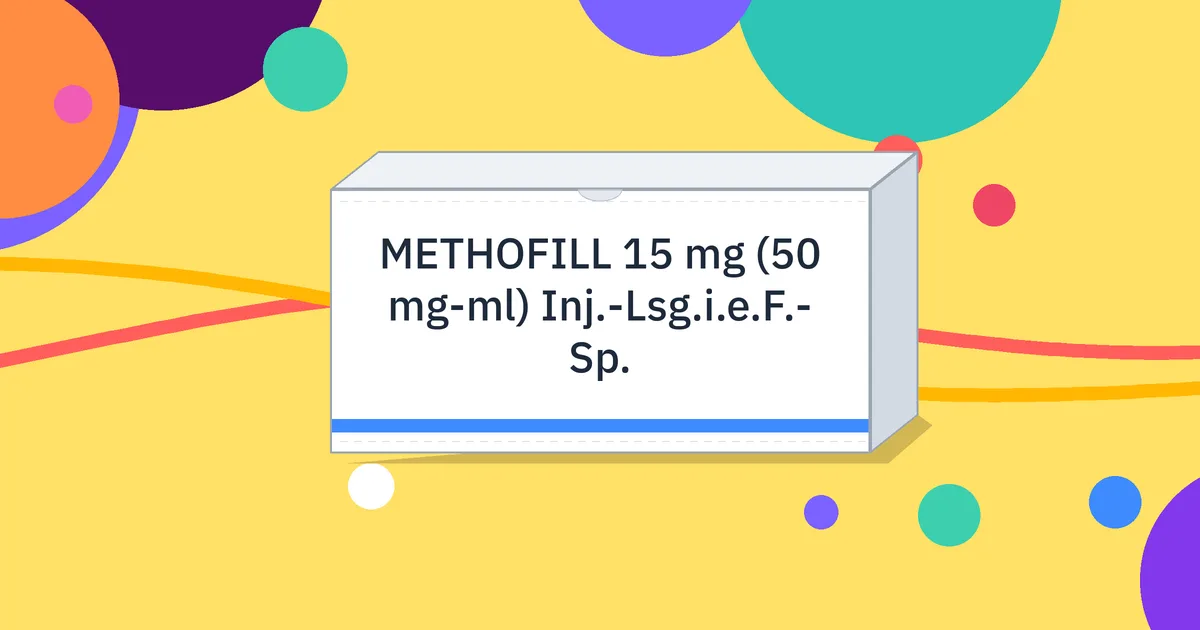 Symbolbild: Packung mit der Aufschrift METHOFILL 15 mg (50 mg-ml) Inj.-Lsg.i.e.F.-Sp. (PZN 11695637) – Verfügbarkeit und Bezug in Apotheken in Frankfurt am Main