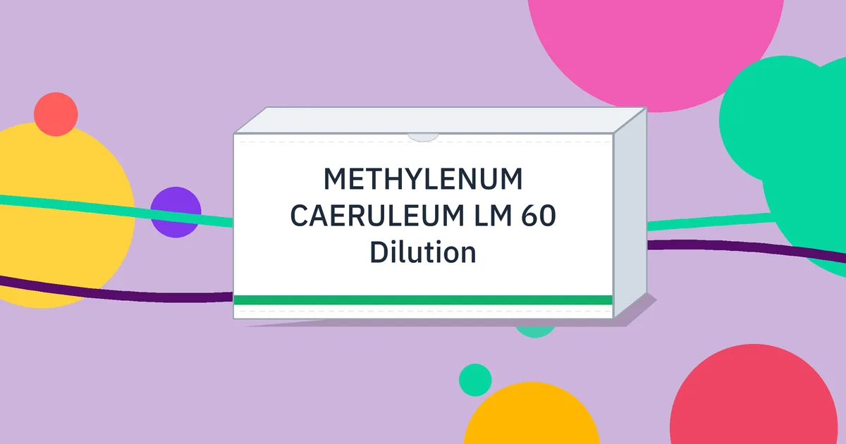 Symbolbild: Packung mit der Aufschrift METHYLENUM CAERULEUM LM 60 Dilution (PZN 13607287) – Verfügbarkeit und Bezug in Apotheken in Frankfurt am Main