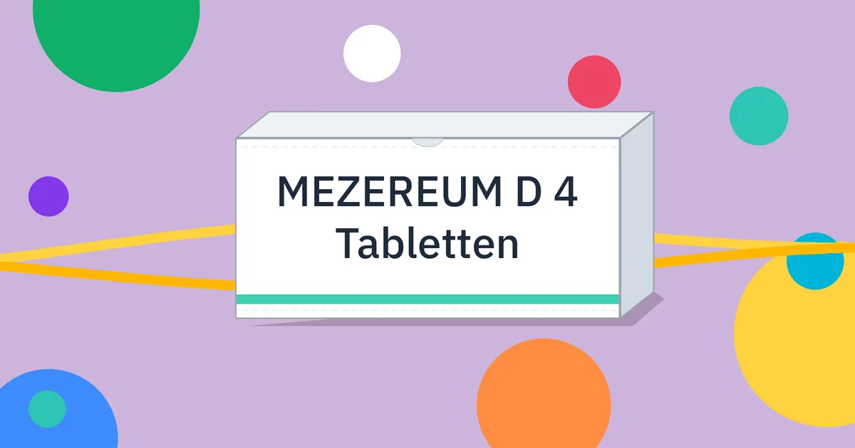 Symbolbild: Packung mit der Aufschrift MEZEREUM D 4 Tabletten (PZN 02633896) – Verfügbarkeit und Bezug in Apotheken in Frankfurt am Main
