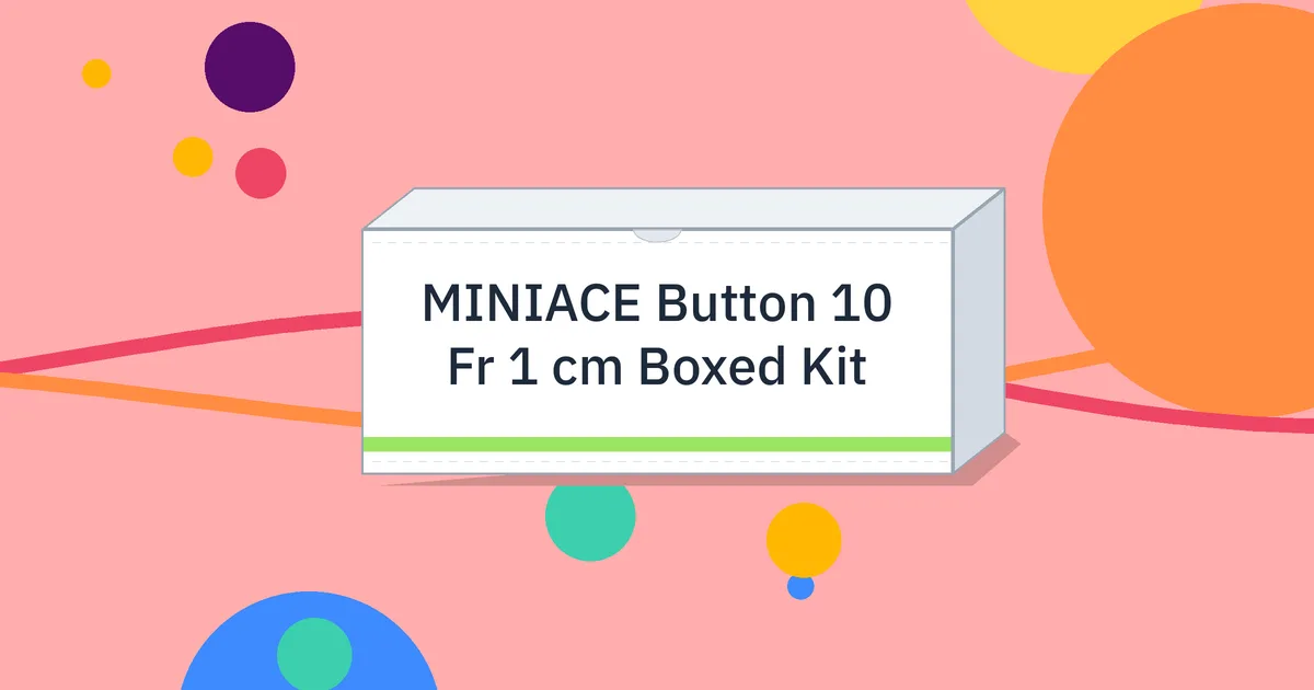 Symbolbild: Packung mit der Aufschrift MINIACE Button 10 Fr 1 cm Boxed Kit (PZN 16952889) – Verfügbarkeit und Bezug in Apotheken in Frankfurt am Main