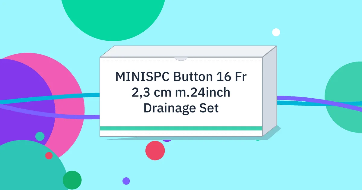 Symbolbild: Packung mit der Aufschrift MINISPC Button 16 Fr 2,3 cm m.24inch Drainage Set (PZN 20821963) – Verfügbarkeit und Bezug in Apotheken in Frankfurt am Main