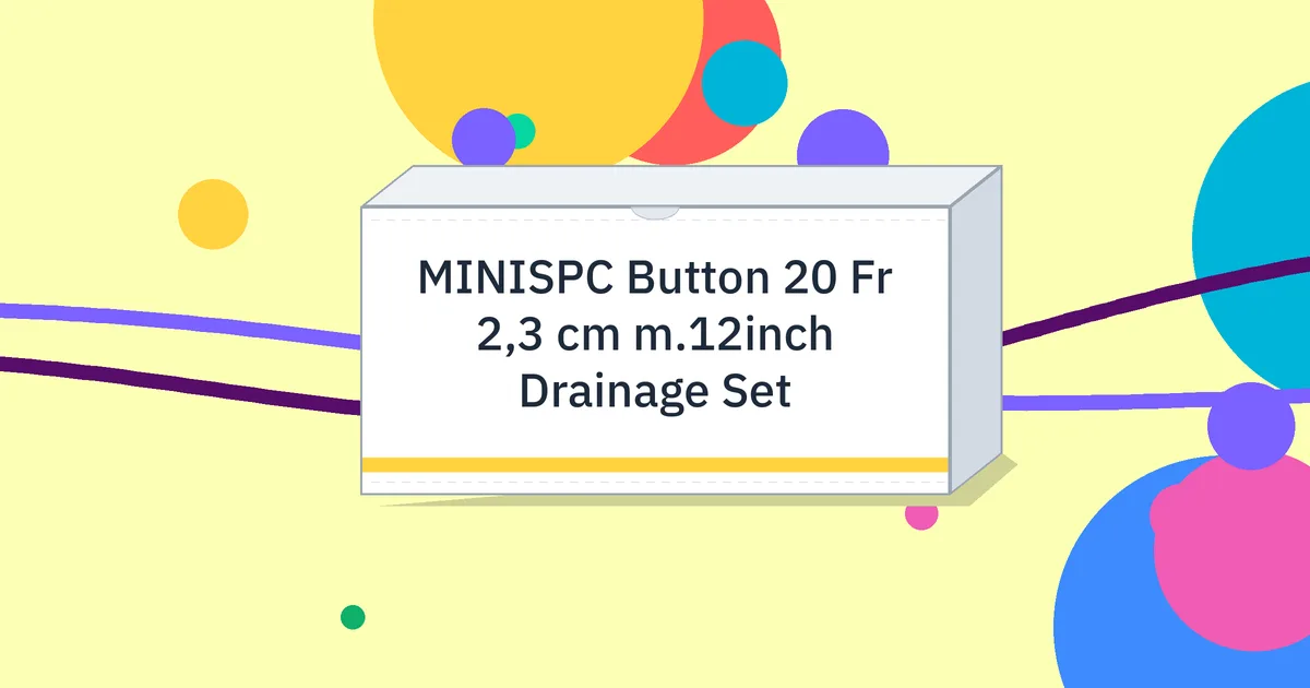 Symbolbild: Packung mit der Aufschrift MINISPC Button 20 Fr 2,3 cm m.12inch Drainage Set (PZN 20821207) – Verfügbarkeit und Bezug in Apotheken in Frankfurt am Main