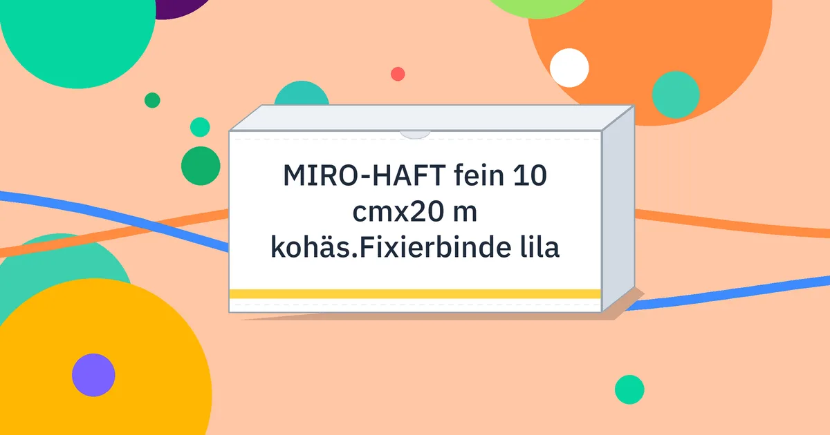 Symbolbild: Packung mit der Aufschrift MIRO-HAFT fein 10 cmx20 m kohäs.Fixierbinde lila (PZN 04721707) – Verfügbarkeit und Bezug in Apotheken in Frankfurt am Main
