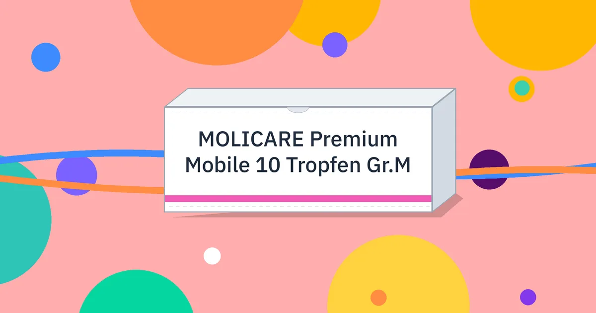 Symbolbild: Packung mit der Aufschrift MOLICARE Premium Mobile 10 Tropfen Gr.M (PZN 17936622) – Verfügbarkeit und Bezug in Apotheken in Frankfurt am Main