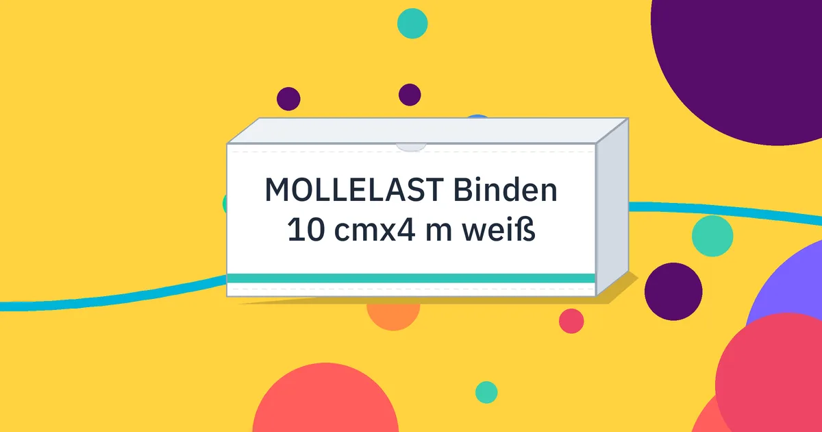 Symbolbild: Packung mit der Aufschrift MOLLELAST Binden 10 cmx4 m weiß (PZN 14173230) – Verfügbarkeit und Bezug in Apotheken in Frankfurt am Main