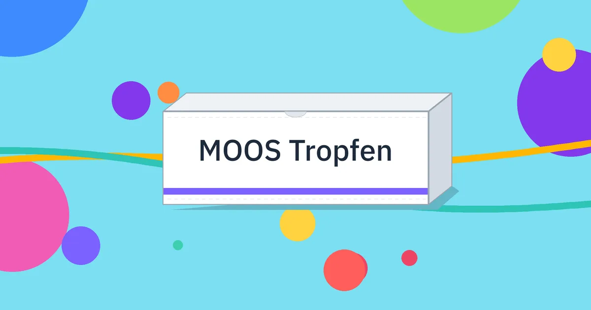 Symbolbild: Packung mit der Aufschrift MOOS Tropfen (PZN 18717974) – Verfügbarkeit und Bezug in Apotheken in Frankfurt am Main
