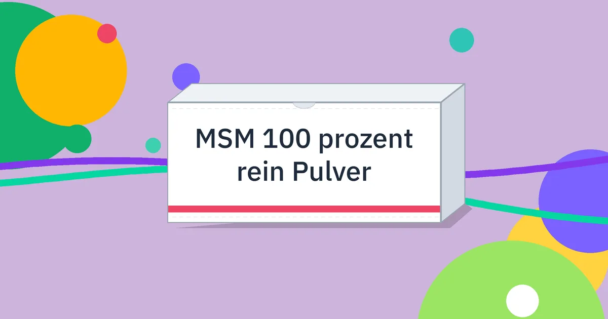 Symbolbild: Packung mit der Aufschrift MSM 100 prozent rein Pulver (PZN 05894456) – Verfügbarkeit und Bezug in Apotheken in Frankfurt am Main