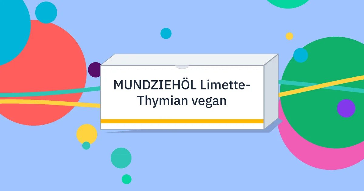 Symbolbild: Packung mit der Aufschrift MUNDZIEHÖL Limette-Thymian vegan (PZN 16508120) – Verfügbarkeit und Bezug in Apotheken in Frankfurt am Main