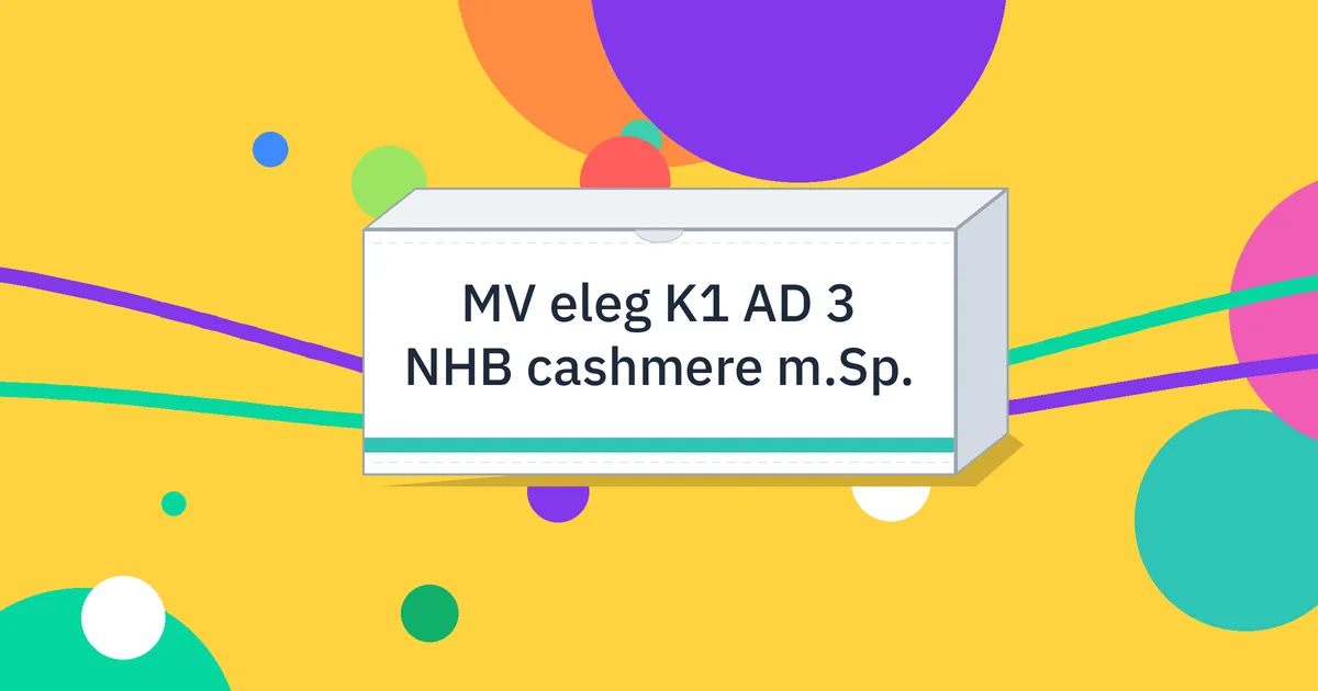 Symbolbild: Packung mit der Aufschrift MV eleg K1 AD 3 NHB cashmere m.Sp. (PZN 15674253) – Verfügbarkeit und Bezug in Apotheken in Frankfurt am Main