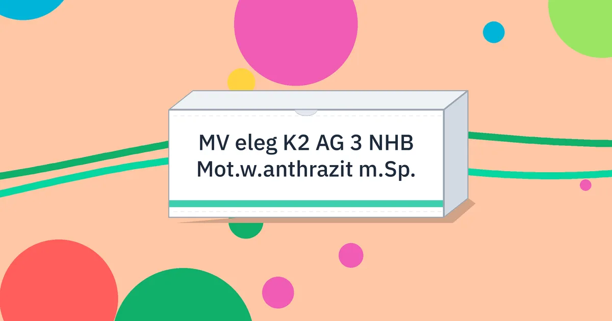 Symbolbild: Packung mit der Aufschrift MV eleg K2 AG 3 NHB Mot.w.anthrazit m.Sp. (PZN 15726168) – Verfügbarkeit und Bezug in Apotheken in Frankfurt am Main