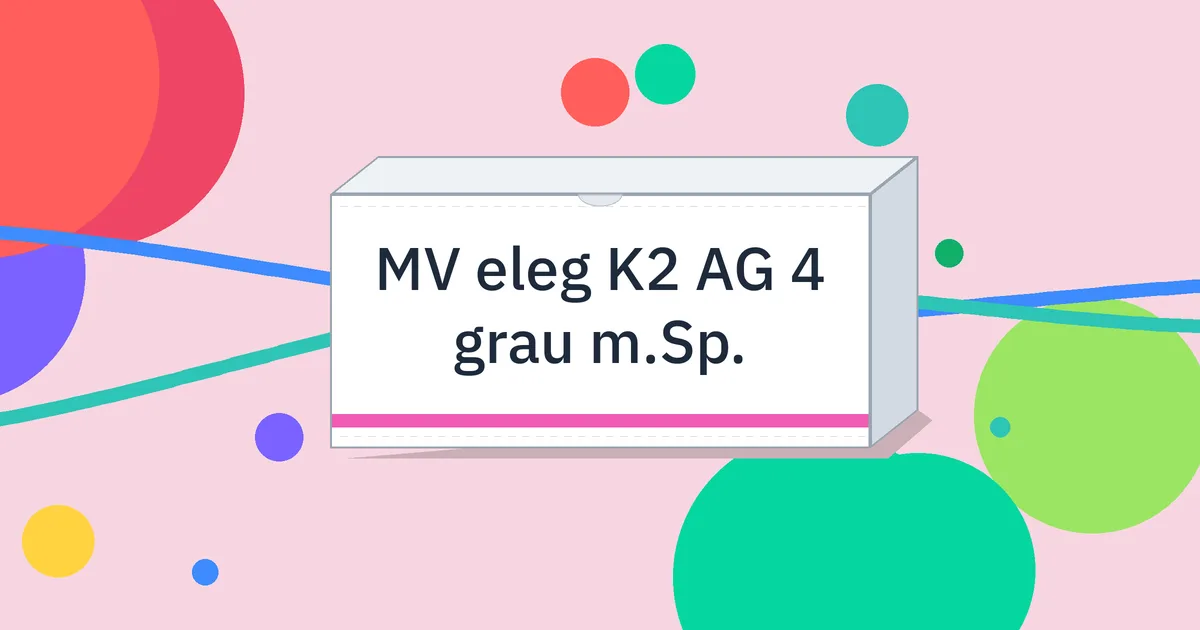 Symbolbild: Packung mit der Aufschrift MV eleg K2 AG 4 grau m.Sp. (PZN 18928197) – Verfügbarkeit und Bezug in Apotheken in Frankfurt am Main