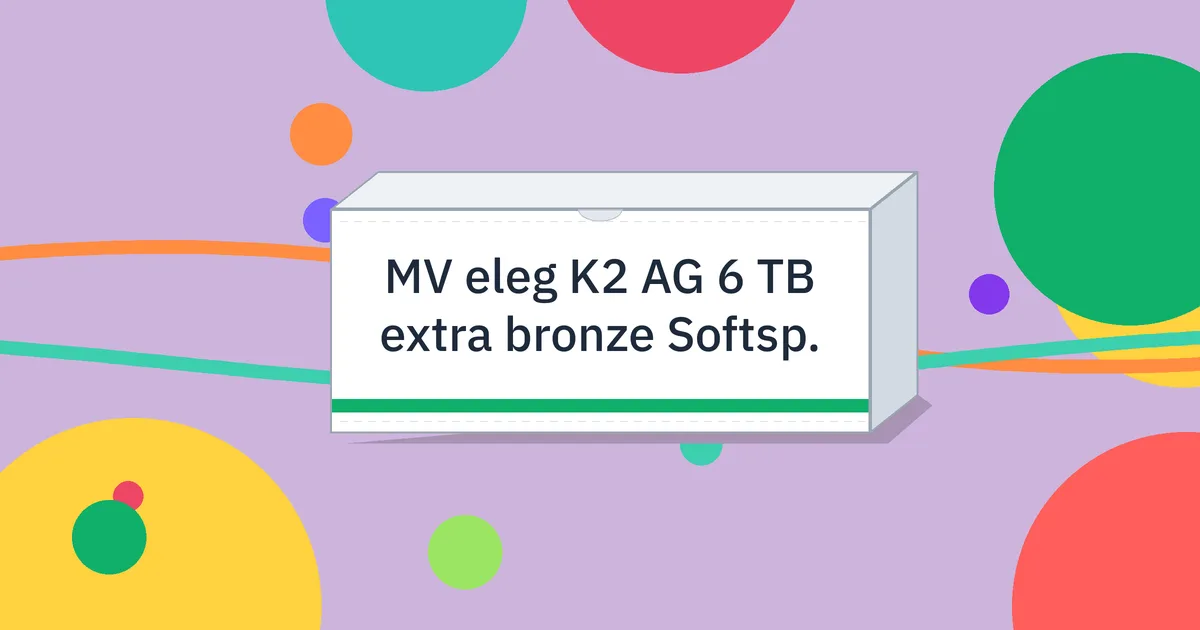 Symbolbild: Packung mit der Aufschrift MV eleg K2 AG 6 TB extra bronze Softsp. (PZN 14718712) – Verfügbarkeit und Bezug in Apotheken in Frankfurt am Main