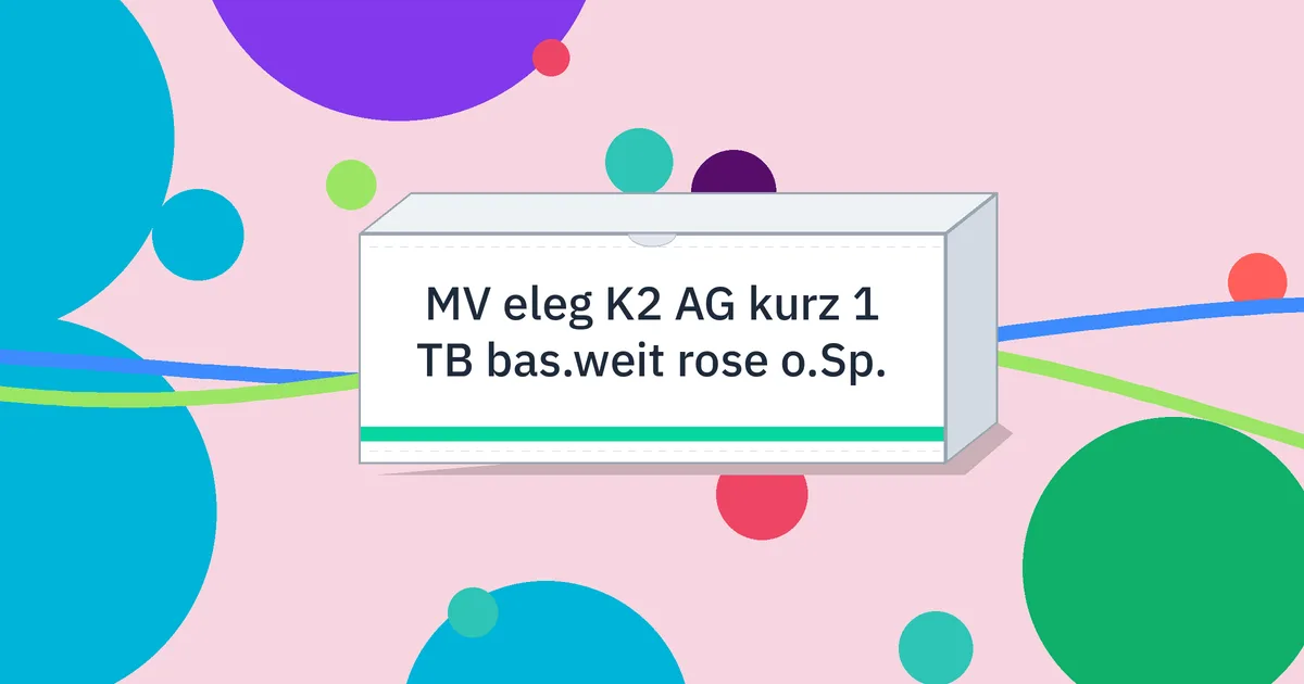 Symbolbild: Packung mit der Aufschrift MV eleg K2 AG kurz 1 TB bas.weit rose o.Sp. (PZN 14698122) – Verfügbarkeit und Bezug in Apotheken in Frankfurt am Main