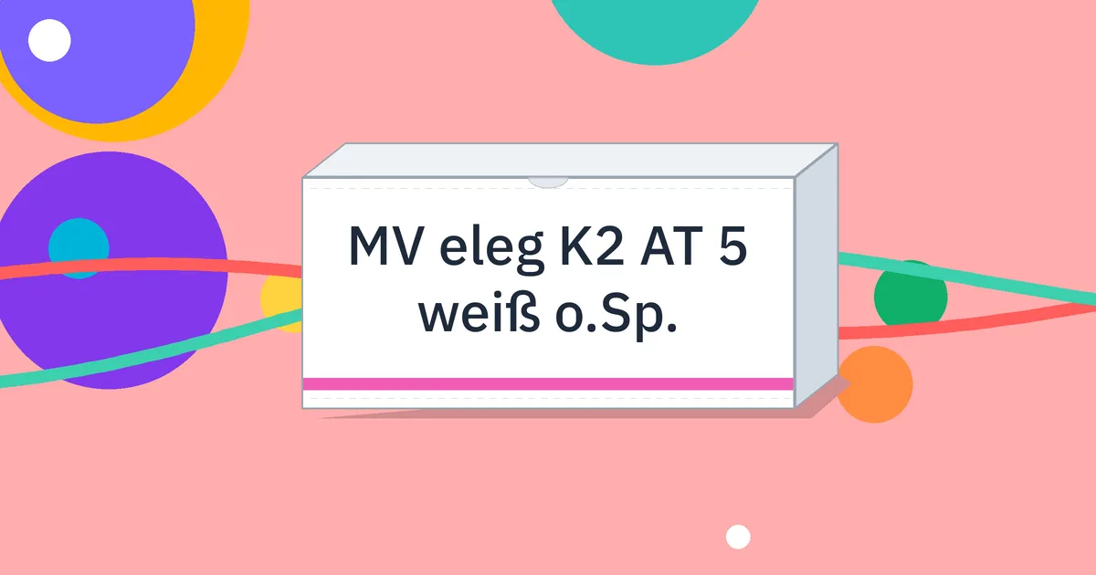 Symbolbild: Packung mit der Aufschrift MV eleg K2 AT 5 weiß o.Sp. (PZN 00311964) – Verfügbarkeit und Bezug in Apotheken in Frankfurt am Main