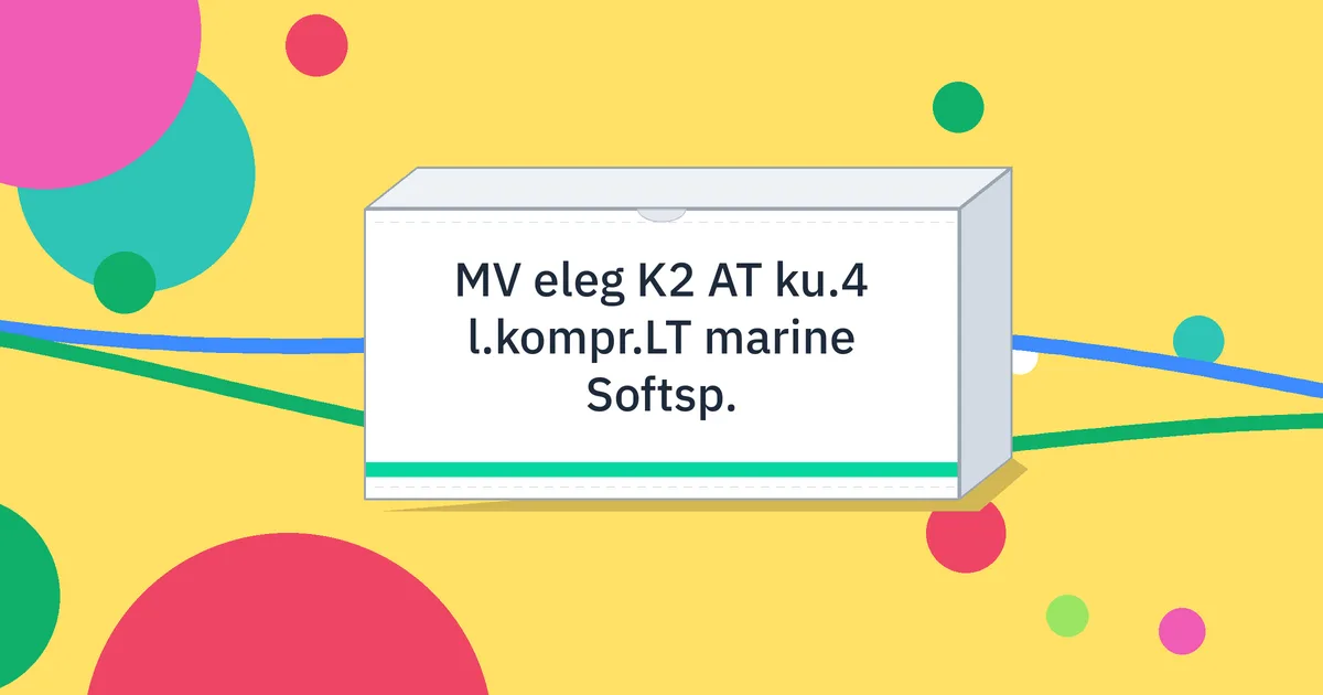 Symbolbild: Packung mit der Aufschrift MV eleg K2 AT ku.4 l.kompr.LT marine Softsp. (PZN 15287958) – Verfügbarkeit und Bezug in Apotheken in Frankfurt am Main