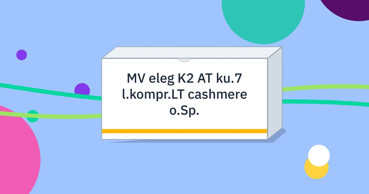 Symbolbild: Packung mit der Aufschrift MV eleg K2 AT ku.7 l.kompr.LT cashmere o.Sp. (PZN 14663098) – Verfügbarkeit und Bezug in Apotheken in Frankfurt am Main