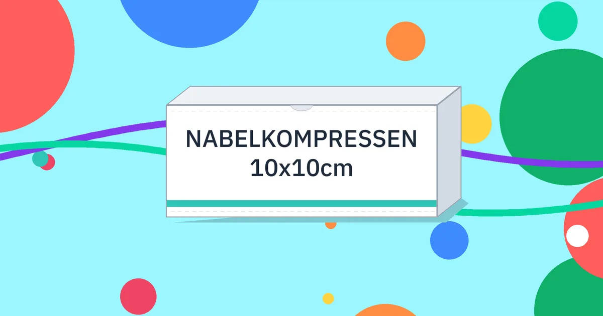 Symbolbild: Packung mit der Aufschrift NABELKOMPRESSEN 10x10cm (PZN 01722741) – Verfügbarkeit und Bezug in Apotheken in Frankfurt am Main