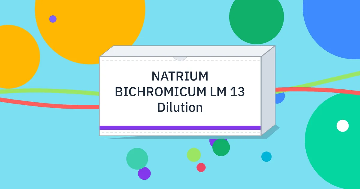 Symbolbild: Packung mit der Aufschrift NATRIUM BICHROMICUM LM 13 Dilution (PZN 12960768) – Verfügbarkeit und Bezug in Apotheken in Frankfurt am Main