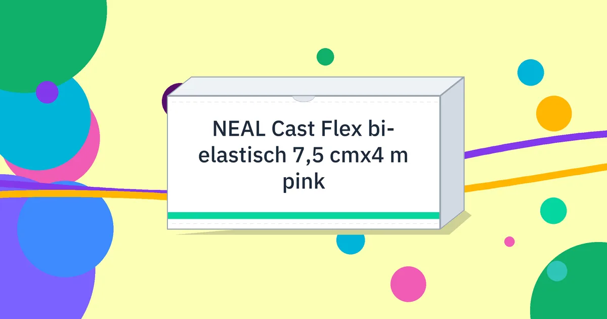 Symbolbild: Packung mit der Aufschrift NEAL Cast Flex bi-elastisch 7,5 cmx4 m pink (PZN 19531042) – Verfügbarkeit und Bezug in Apotheken in Frankfurt am Main